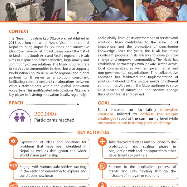 Nepal Innovation Lab (NLab) | Flyer | Nepal | World Vision International